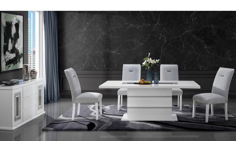 Monaco White Rectangular Bar Table + Monaco 03 Bar Stools 5pc set ...